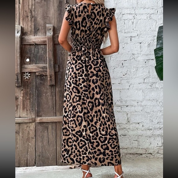 Dresses | Boho Leopard Print Ruffle Trim Dress | Poshmark